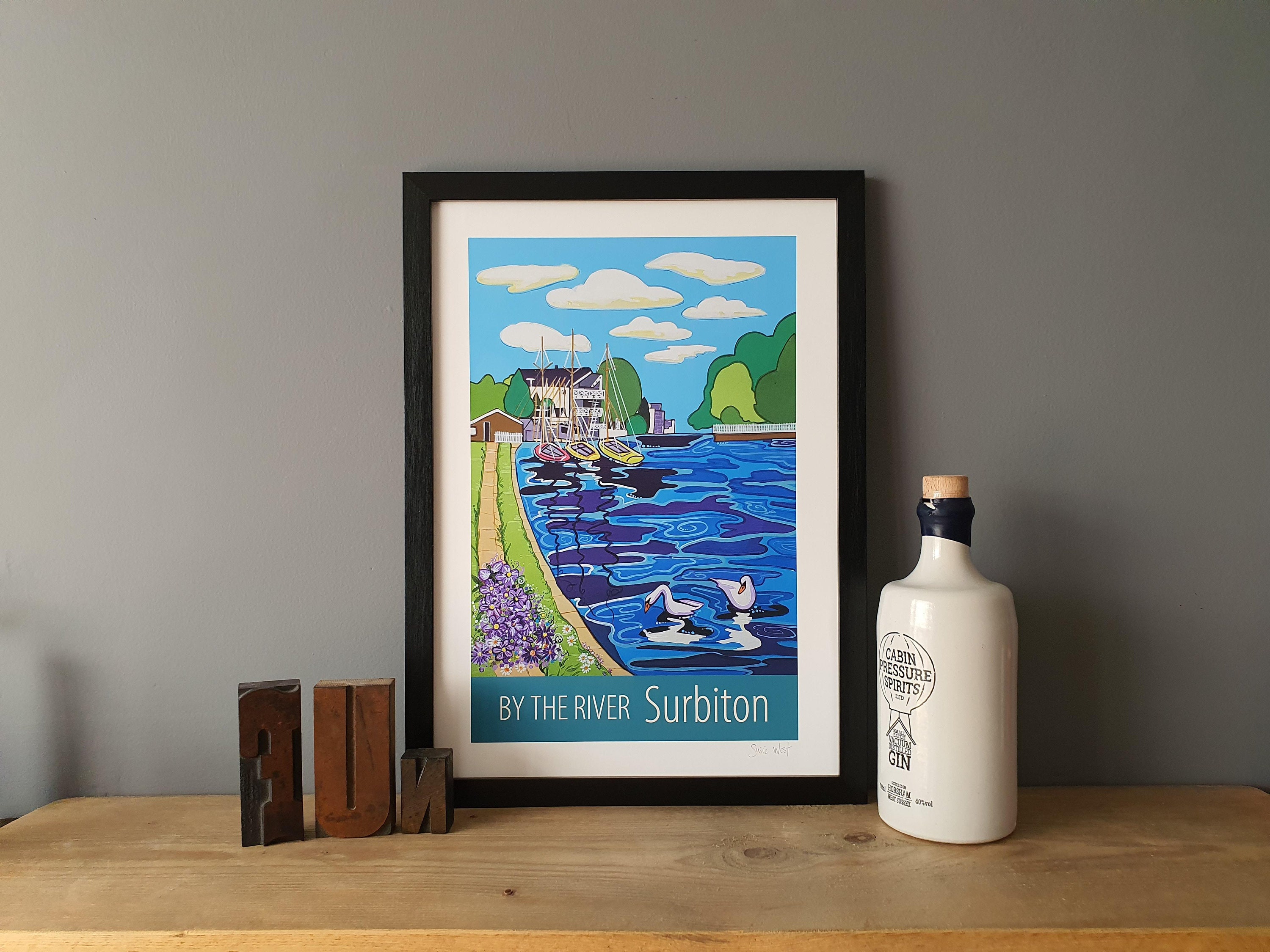 Surbiton by the River Travel Poster Print by Susie West - Etsy