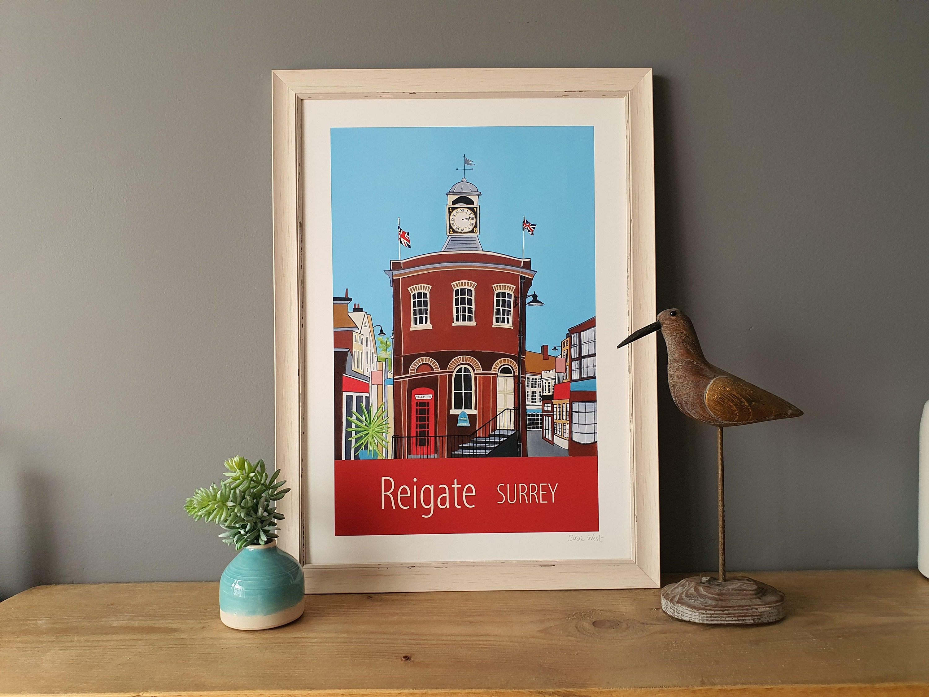 Reigate Travel Poster Print by Susie West - Etsy UK