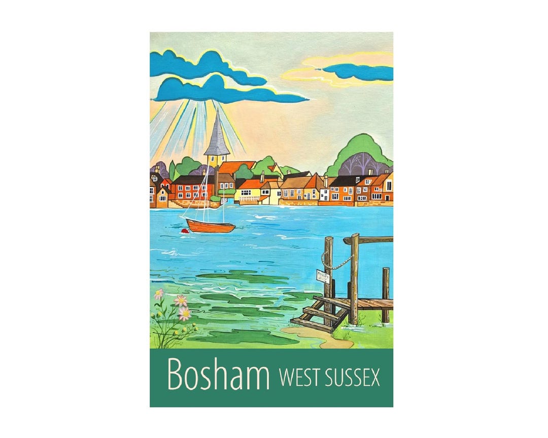 Bosham West Sussex Travel Poster Print by Susie West - Etsy