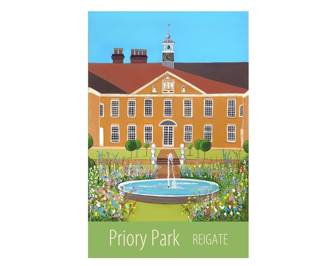 Priory Park Reigate Travel Poster Print by Susie West - Etsy