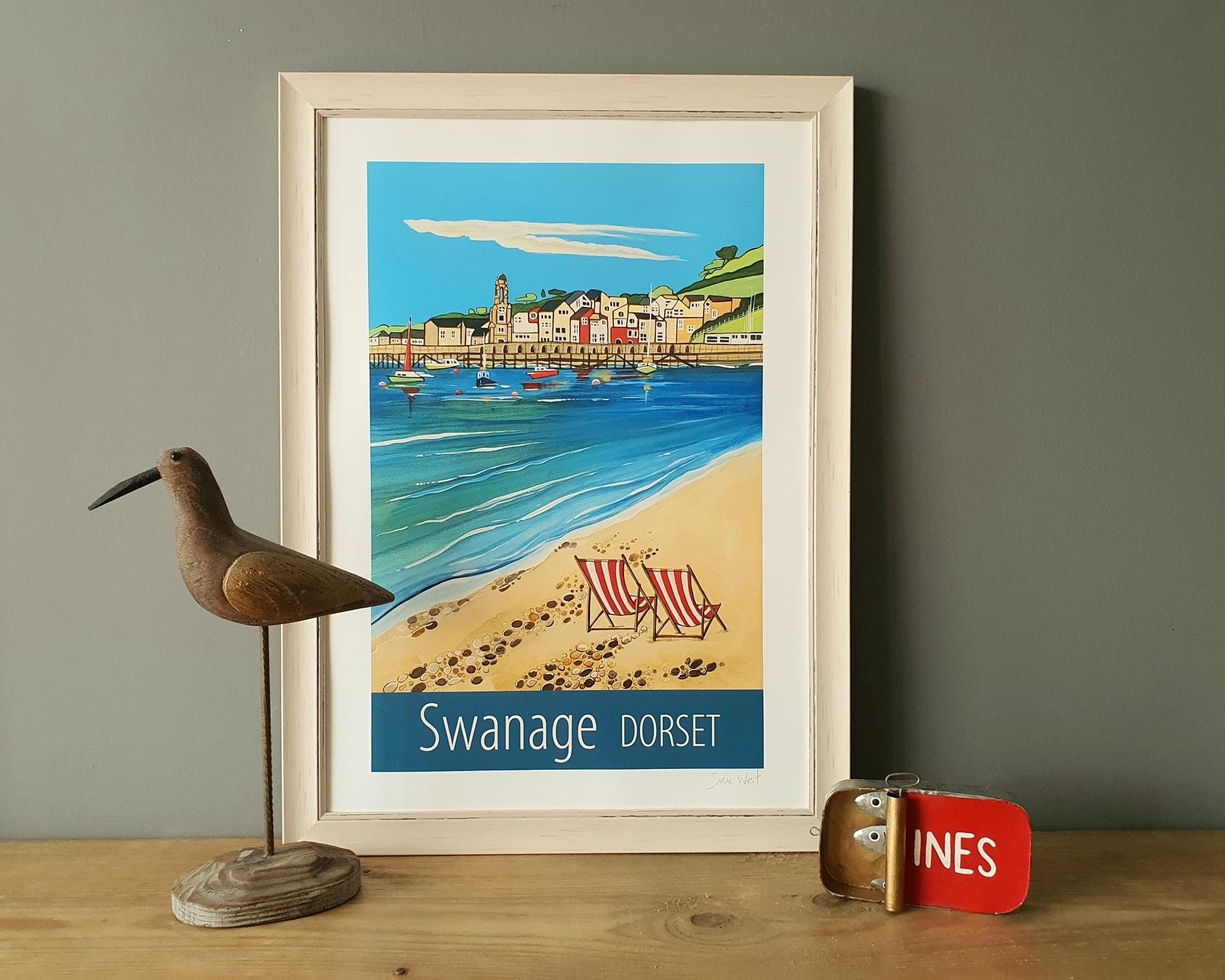 Swanage Dorset Travel Poster Print by Susie West Signed Wall Art Print ...