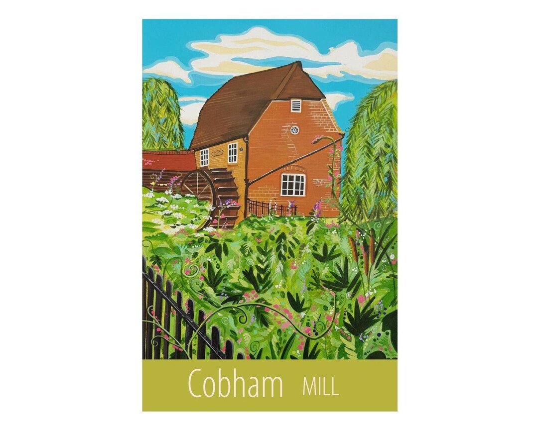 Cobham Mill Travel Poster Print by Susie West | Signed Wall Art Print ...
