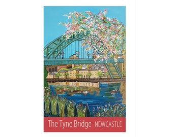 Newcastle, the Tyne Bridge. HAND SIGNED Art Print/travel Poster by ...