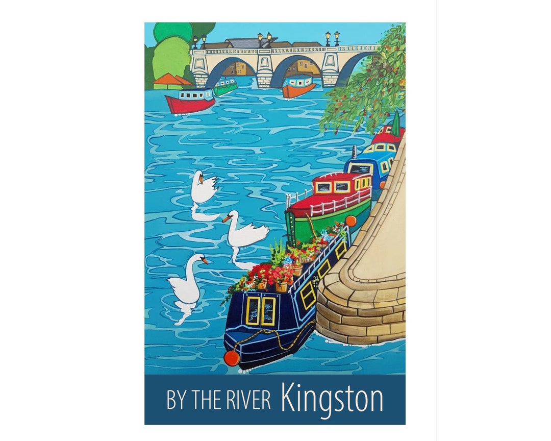 Kingston by the River Travel Poster Print by Susie West - Etsy