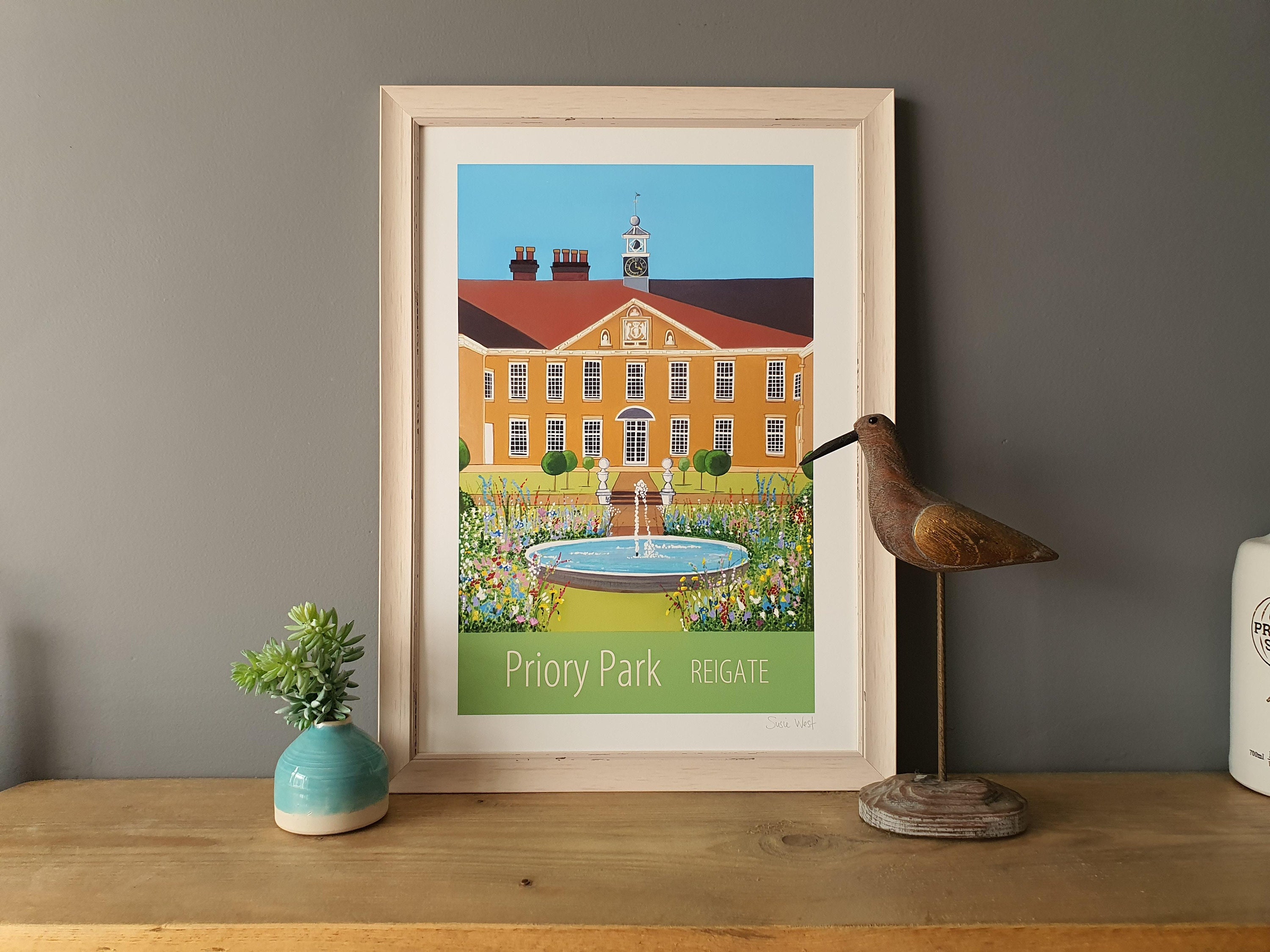 Priory Park Reigate Travel Poster Print by Susie West - Etsy