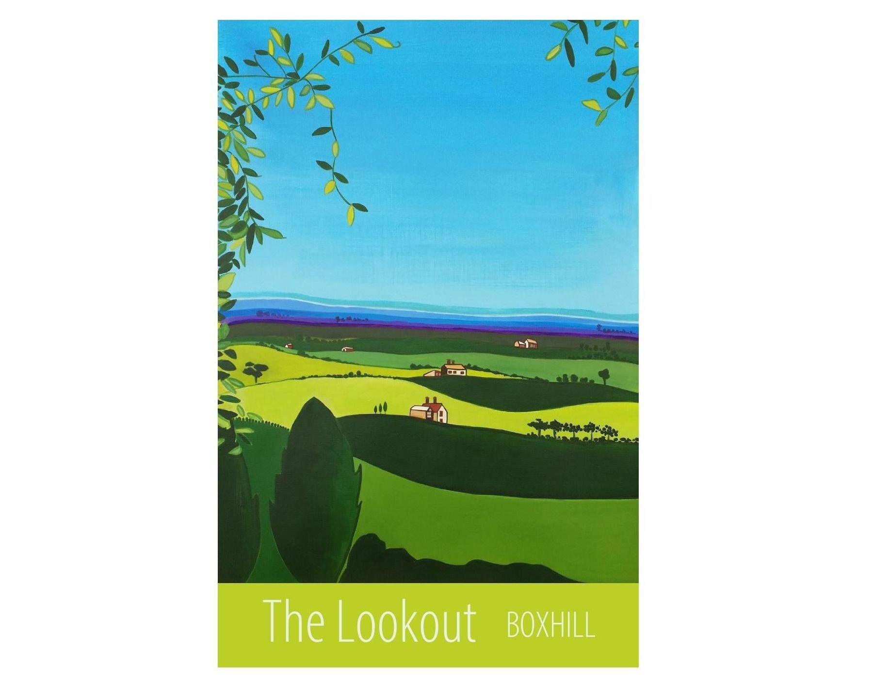 The Lookout Boxhill Travel Poster Print by Susie West - Etsy UK