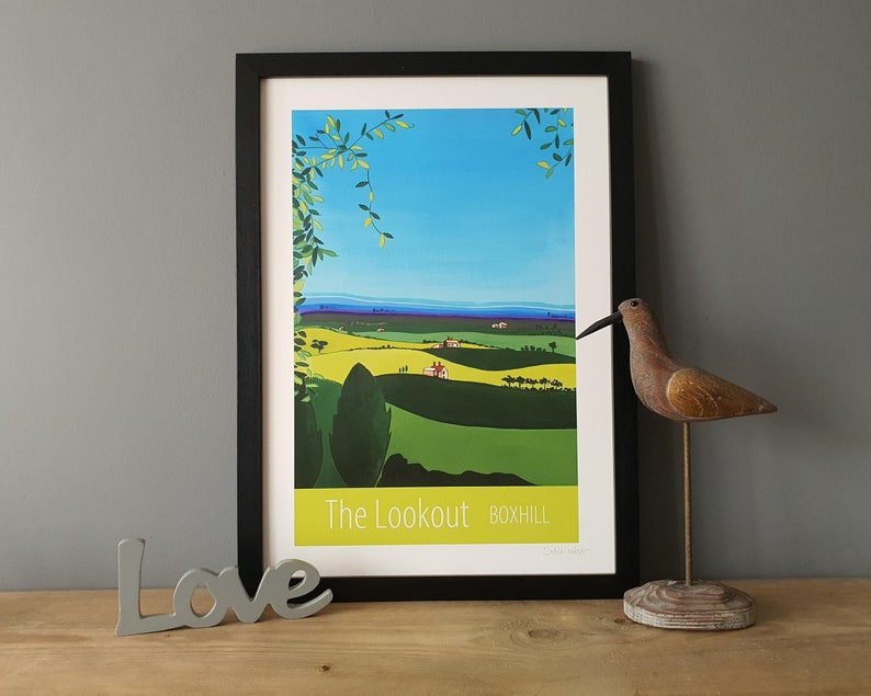 The Lookout Boxhill Travel Poster Print by Susie West - Etsy