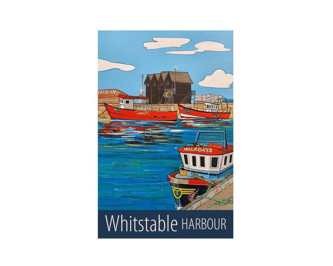 Whitstable Harbour Travel Poster Print by Susie West | Signed Wall Art ...