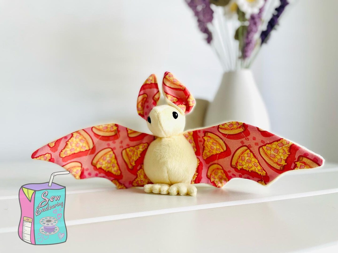 Handmade | Bat Stuffed Animal, Plush, Stuffie, Plushie, Yellow, Pizza ...