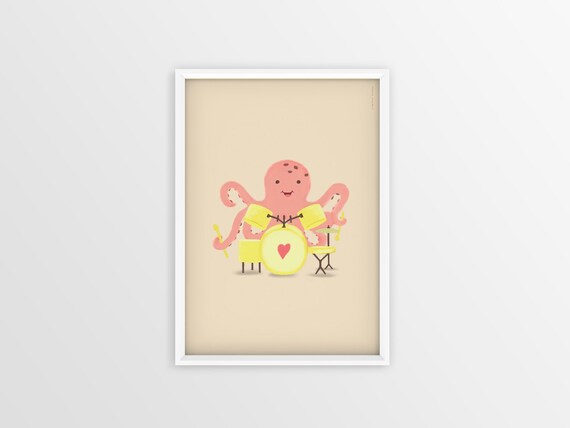 Octopus Print for Children's Wall Art Nursery Decor. | Etsy