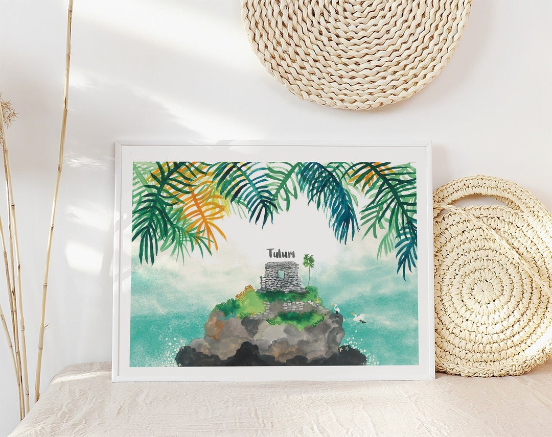 Tulum Art, Tulum Mexico, Tulum Print, Tulum Wall Art, Palms, Beach ...