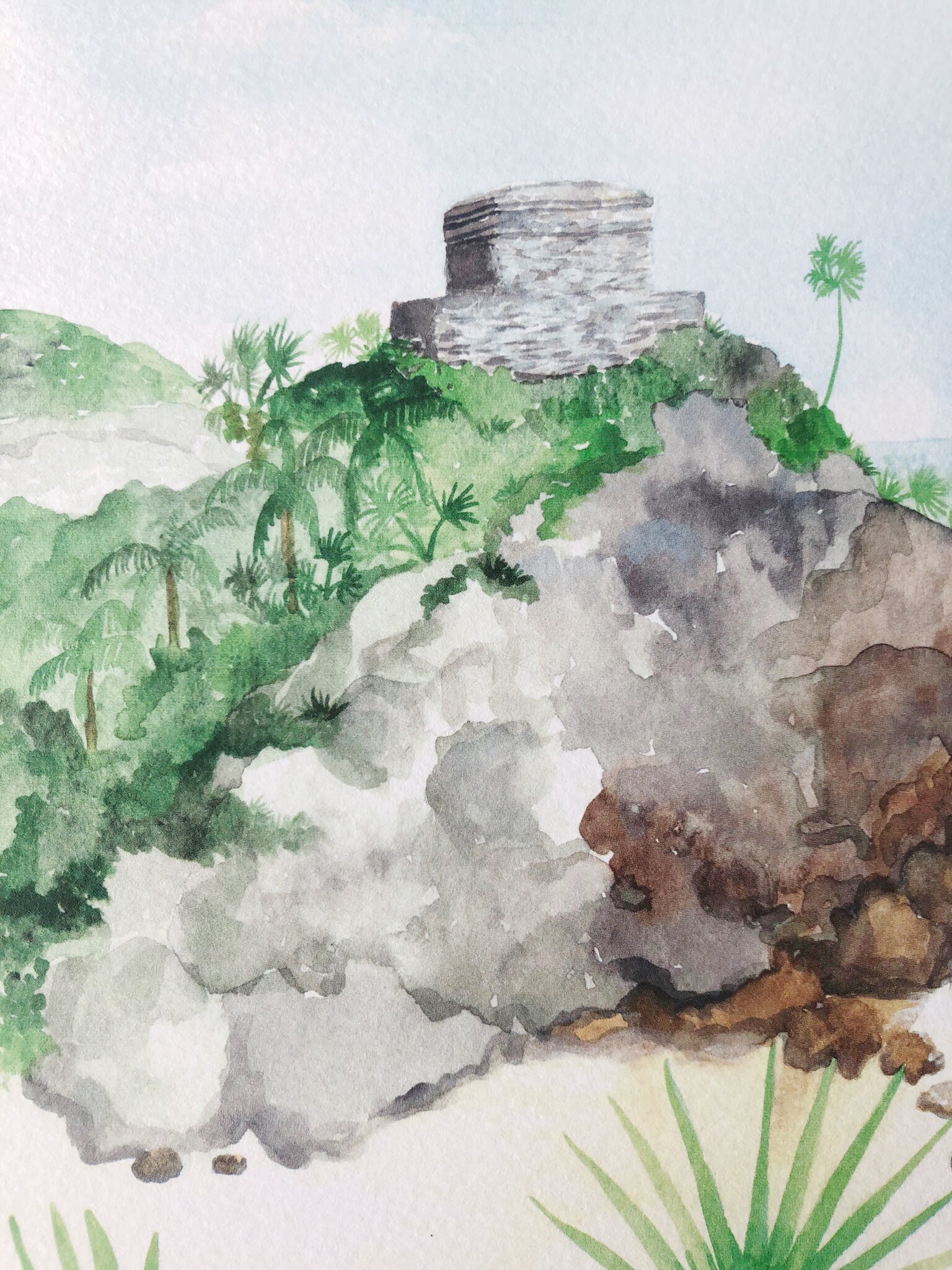 Tulum Print Mayan Ruins / Tulum Postcard / Watercolor Print, Tulum ...