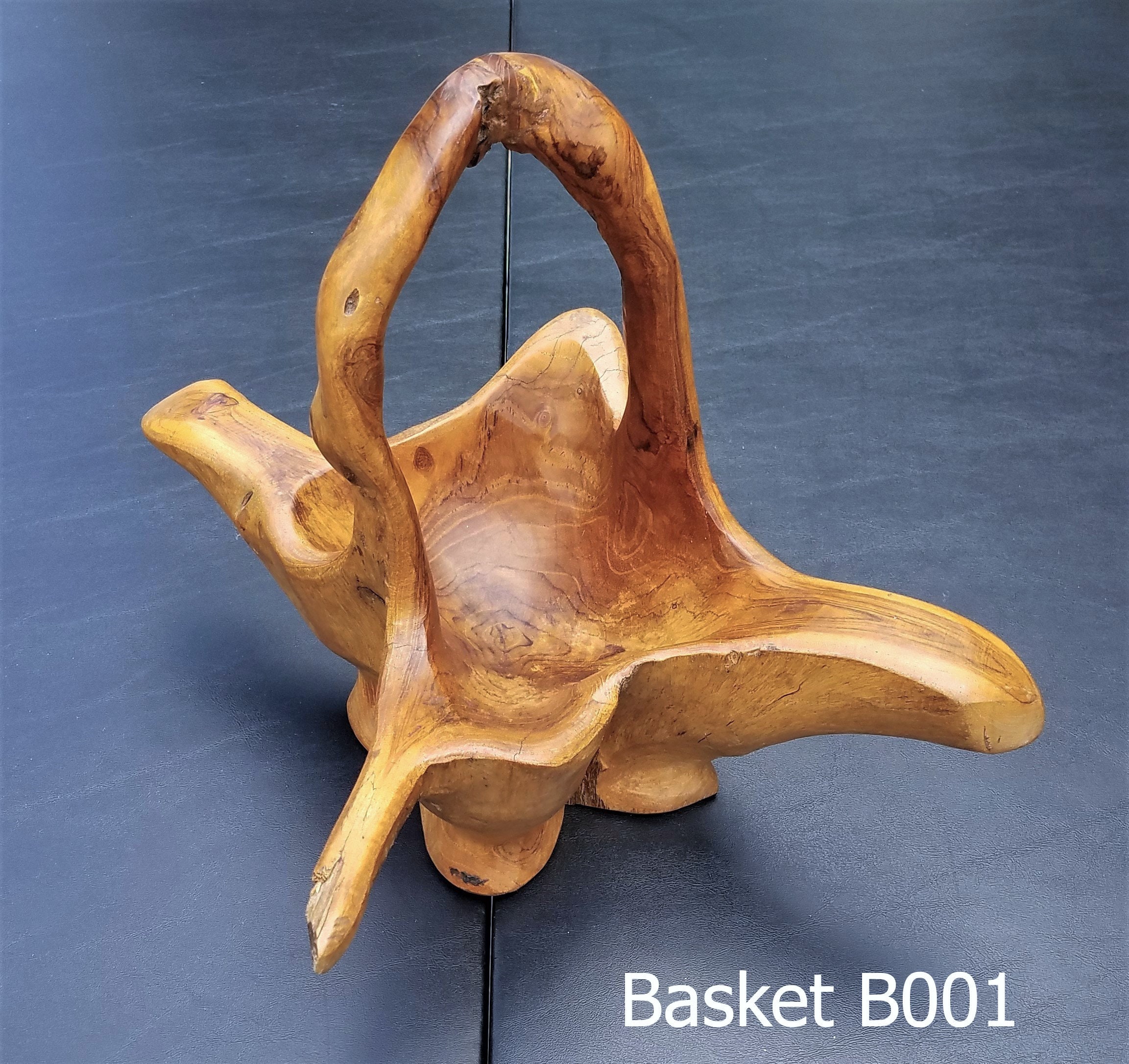 Live Edge Teak Basket, 5" to 8" Diameter, Natural (not Stained) - Click ...