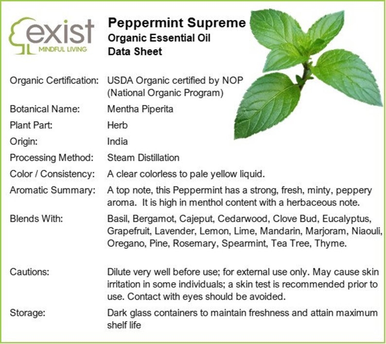 Organic Peppermint Supreme Essential Oil Pure Therapeutic Grade - Etsy