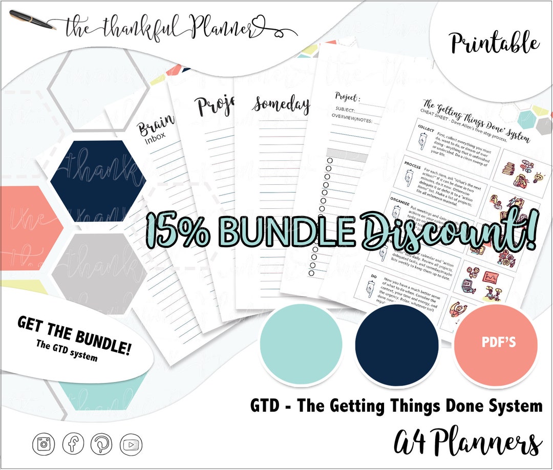 A4 | GTD BUNDLE | Getting Things Done System| Planner Printable's | PDF ...
