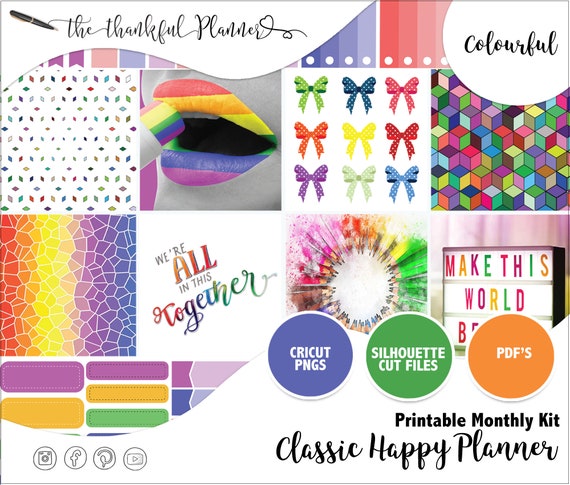 Colourful Classic Happy Planner Printable Planner Stickers | Etsy