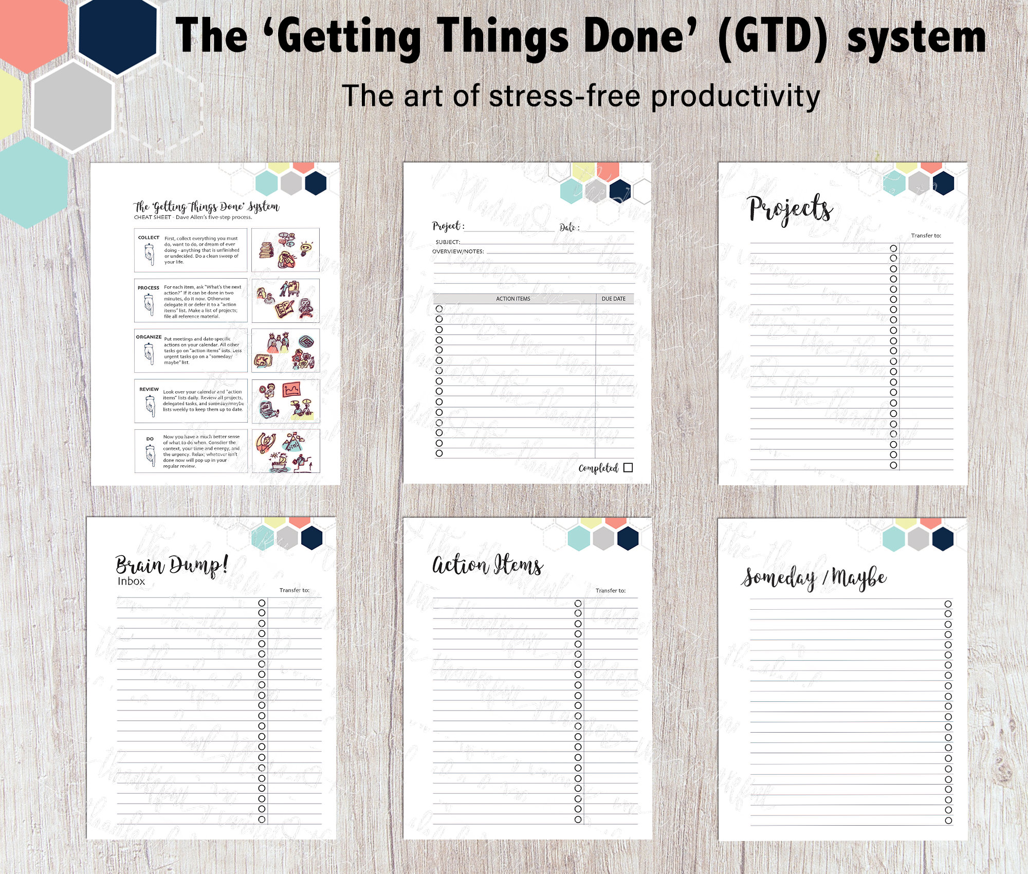 A5 half Letter GTD BUNDLE Getting Things Done System - Etsy