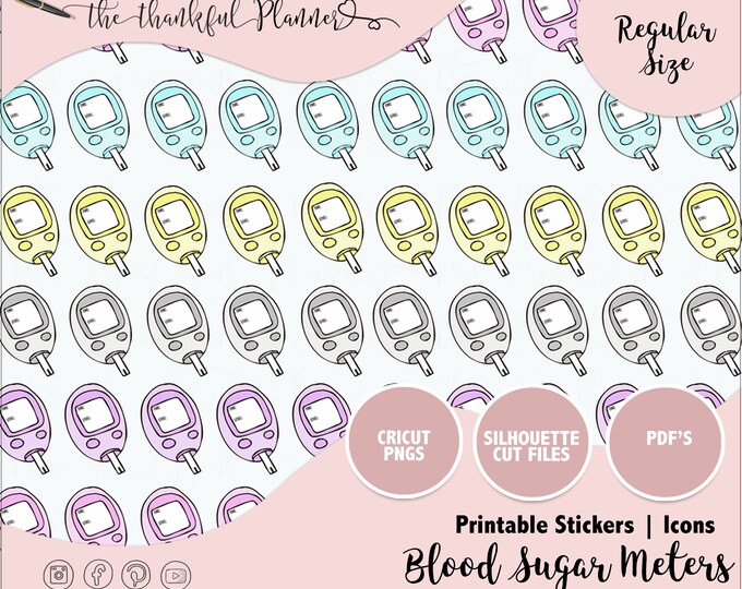 Blood Sugar Meter Icons | Printable Planner Stickers | Functional Icon ...