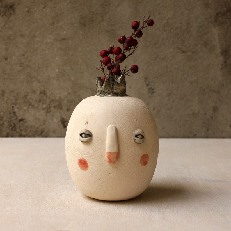 King / Handmade Ceramic Vase / Ceramic Face Vase / Funny Vase - Etsy