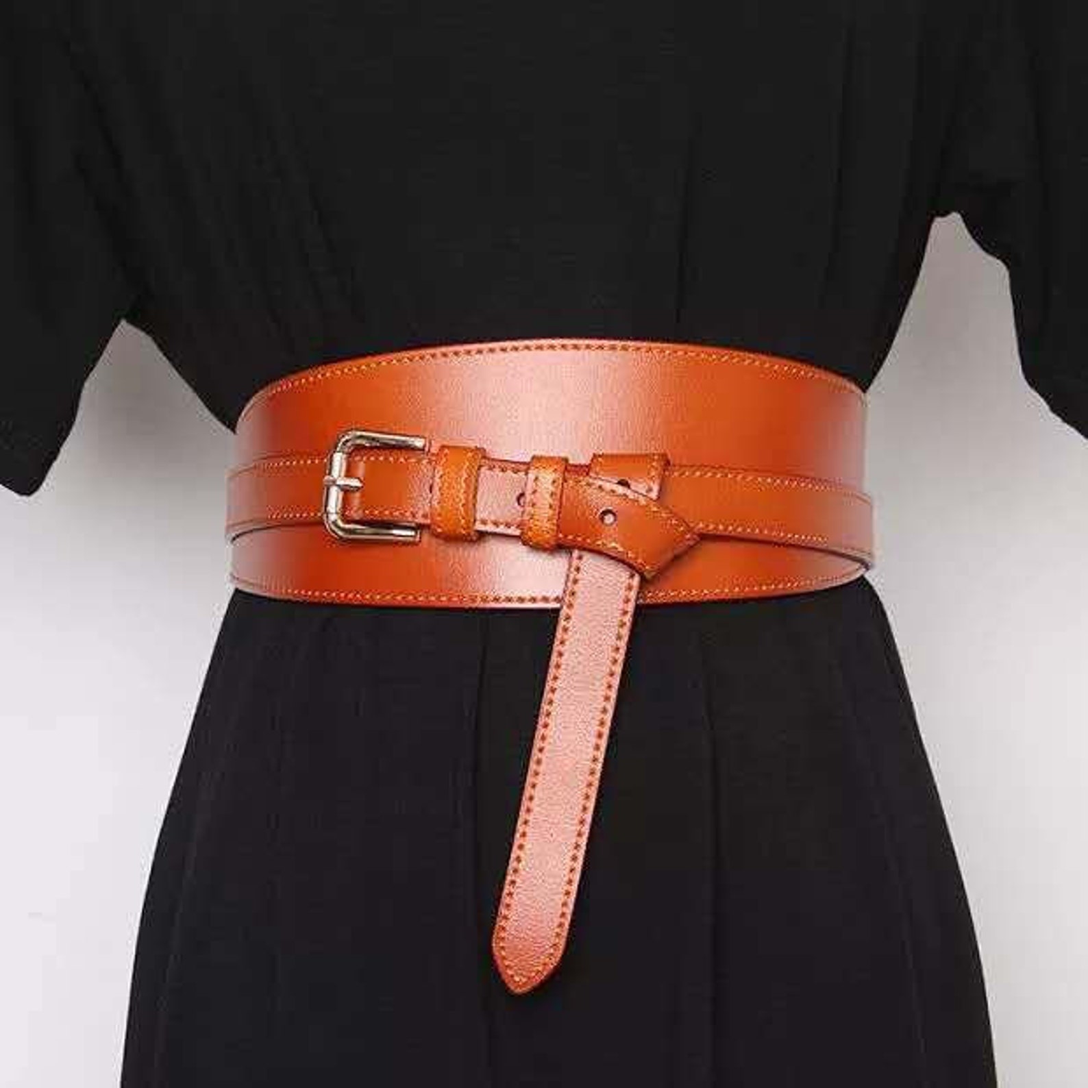 Cinturón de las mujeres cinturón ancho cuero negro de las | Etsy