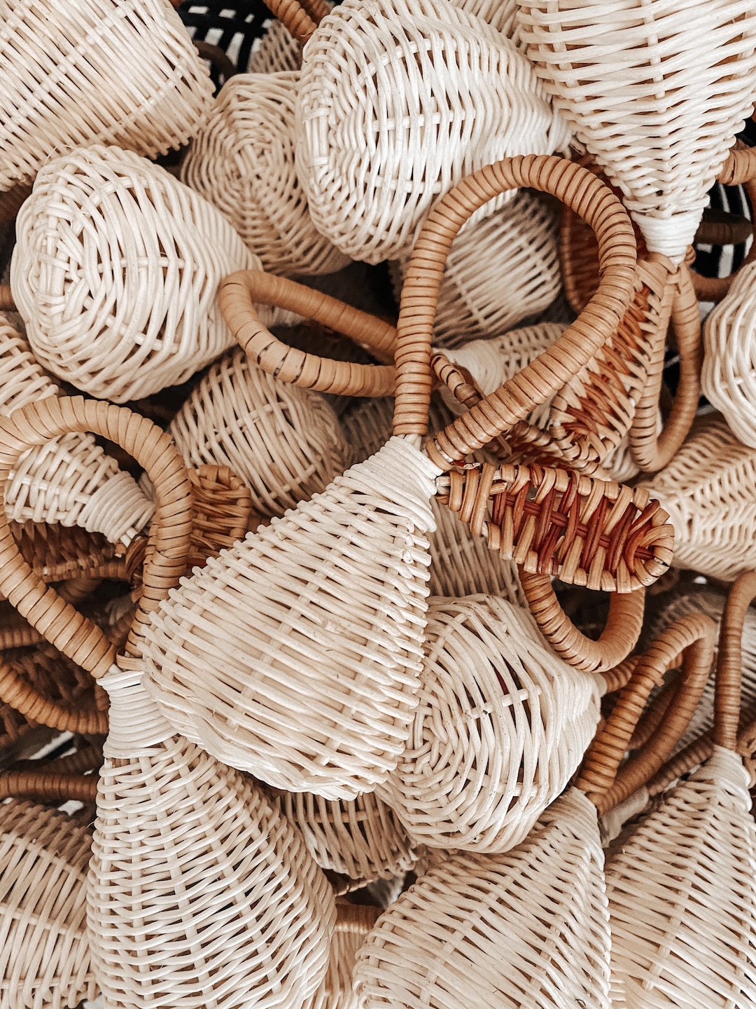 Handmade Baby Rattan Rattle With Soft Jingle Bell Bamboo Natural Wicker ...