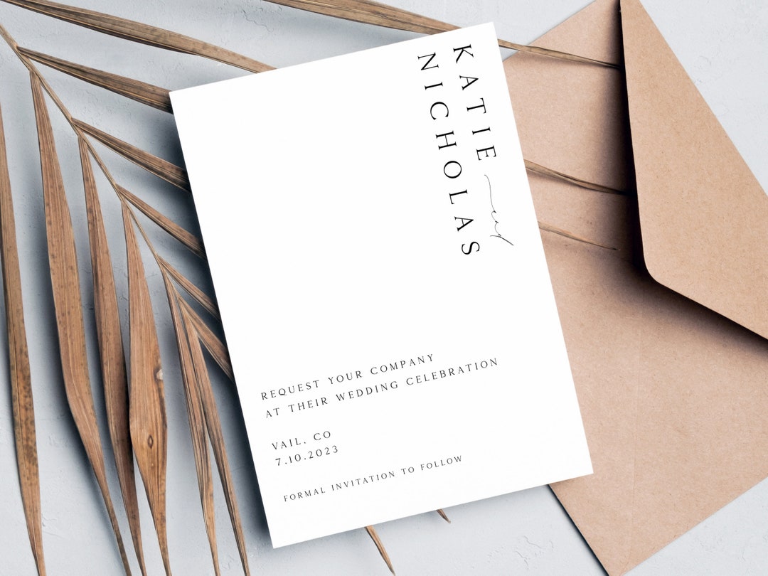 Save the Date Minimalist Custom Wedding Stationary Invitation Save Our ...