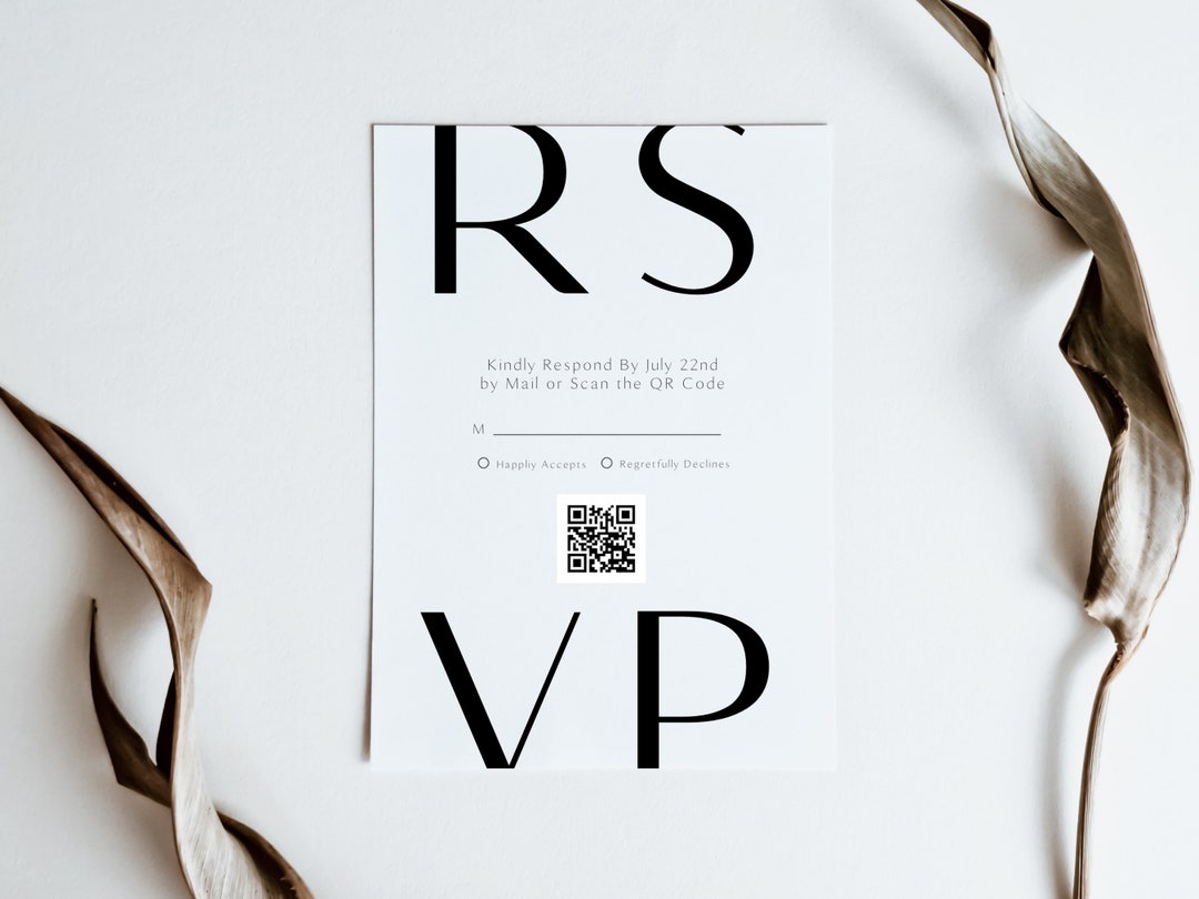Wedding RSVP QR Code Printable Template Modern Minimalist Wedding Rsvp ...