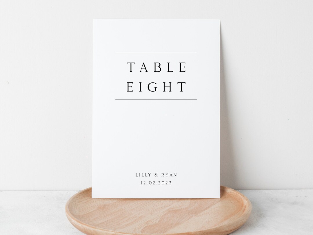 Table Number Wedding Seating Chart Card Printable Custom Modern Table ...