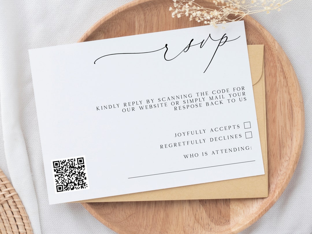 Wedding RSVP QR Code Minimalist Modern Wedding Response Card Template ...
