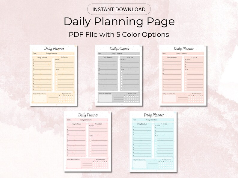Printable Daily Panner Page | Colorful Daily Planning | Printable Daily ...
