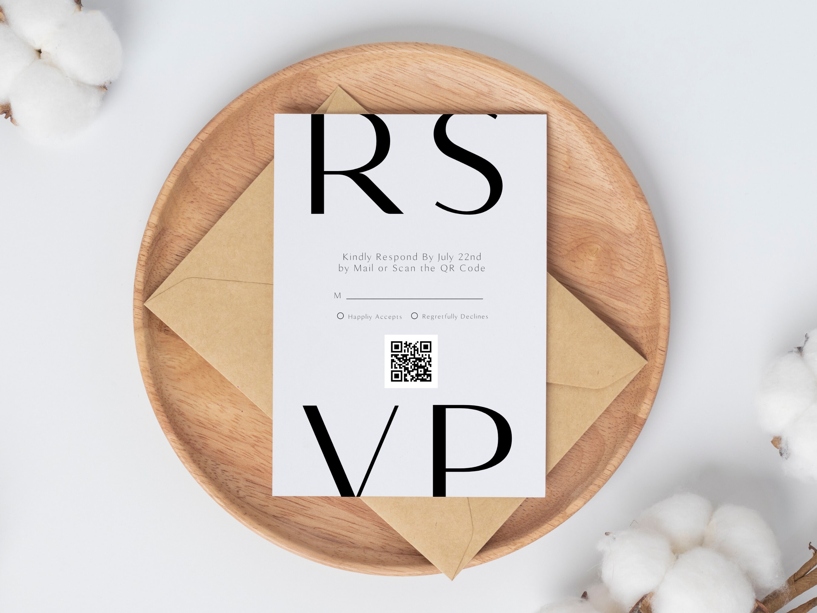 Wedding RSVP QR Code Printable Template Modern Minimalist Wedding Rsvp ...