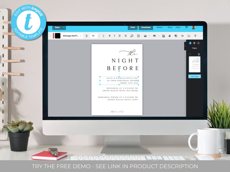 Rehearsal Dinner Invitation Template Digital Download Card Modern ...