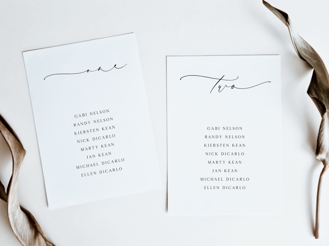 Table Number Wedding Seating Chart Table Assignment Card Modern ...