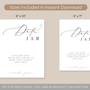 Date Jar Wedding Reception Modern Minimalist Digital Download Sign ...