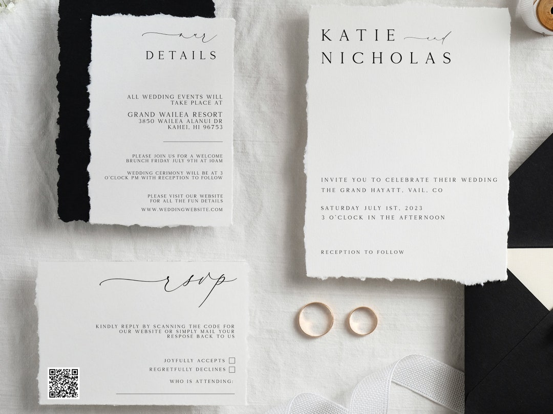 Invitation Set Bundle Wedding Printable Template Modern Minimalist ...