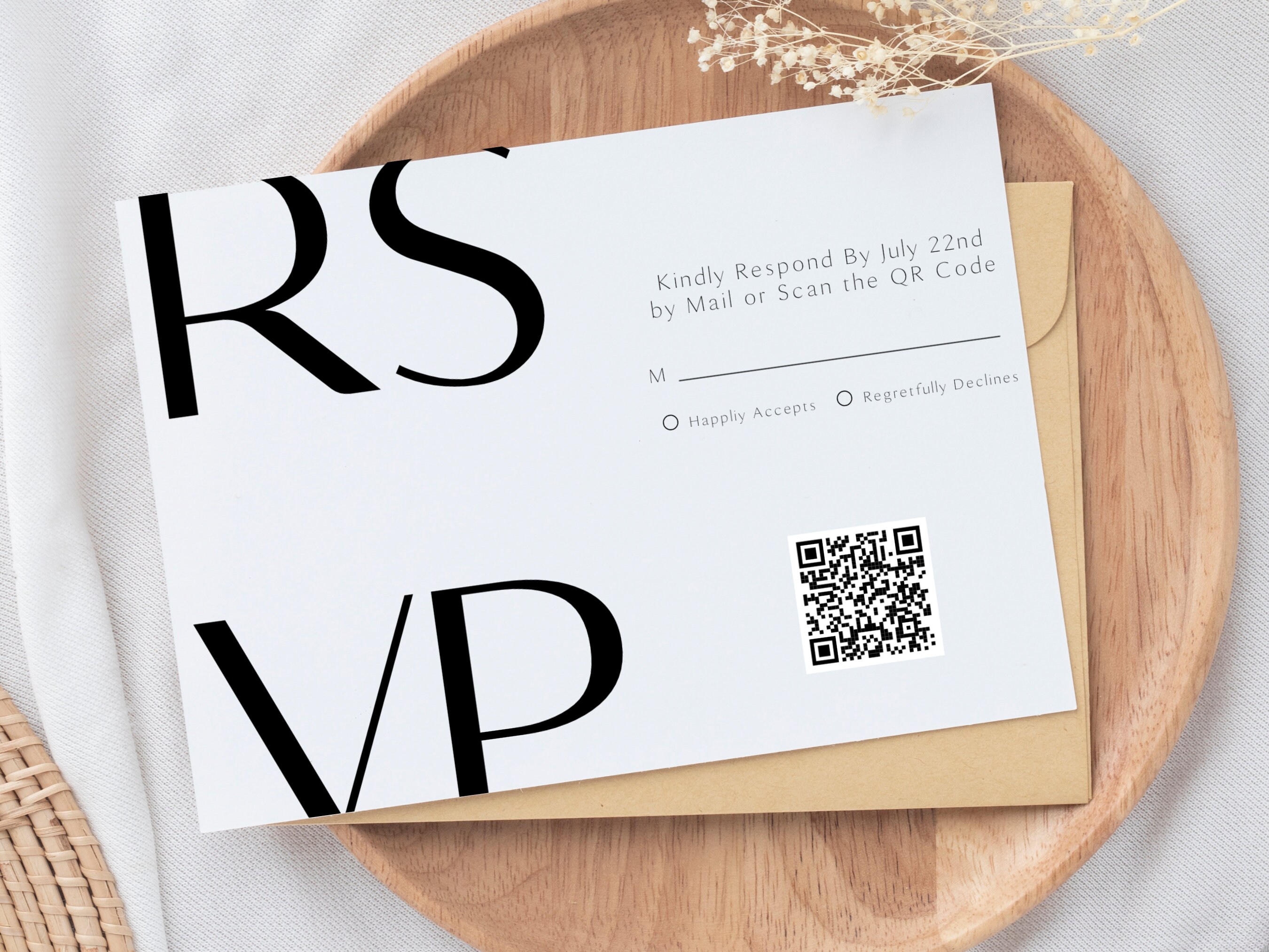 Wedding RSVP QR Code Printable Template Modern Minimalist Wedding Rsvp ...