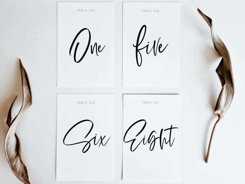 Table Number Minimalist Fun Reception Card Termplate Modern Seating ...