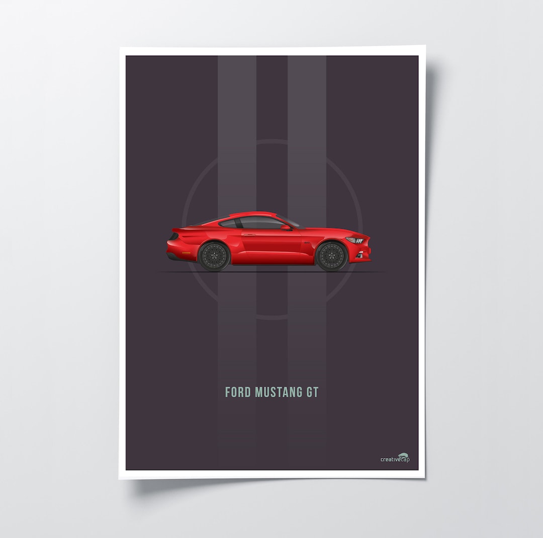 Ford Mustang GT (race Red) - Wall Art Poster - Etsy