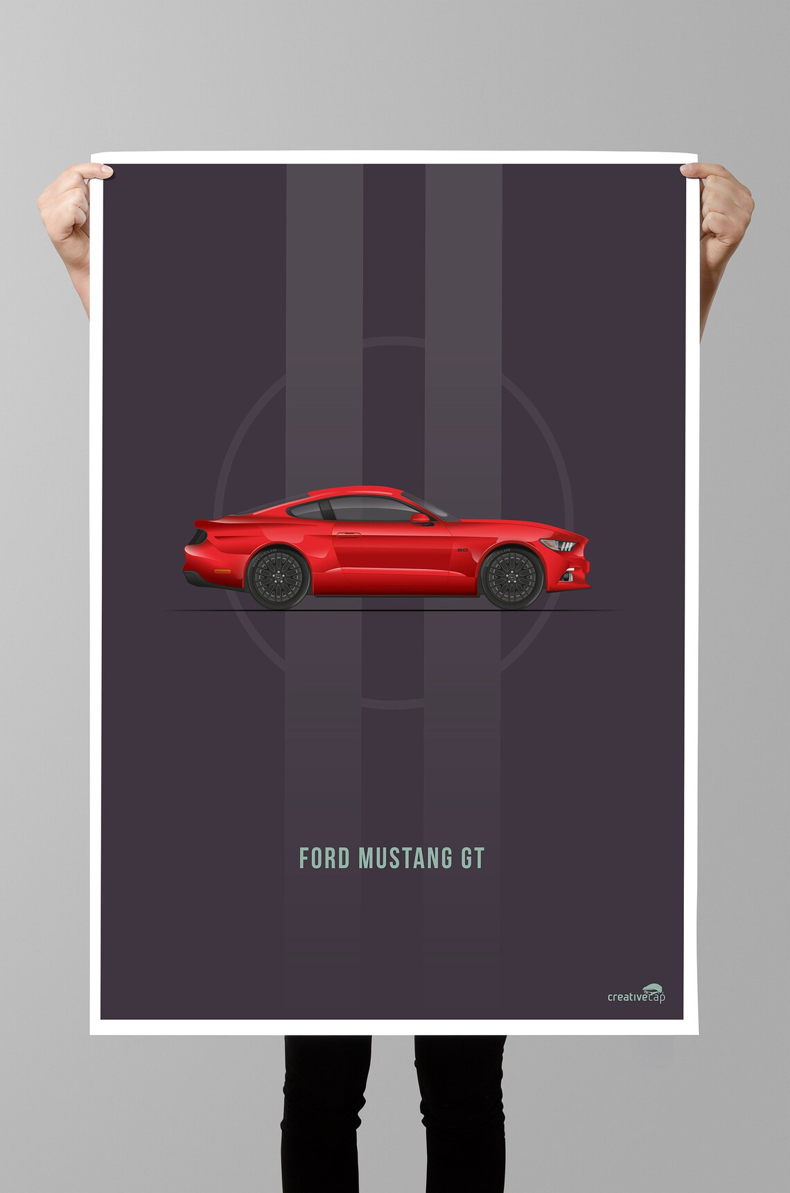 Ford Mustang GT Race Red Póster de arte de pared - Etsy España