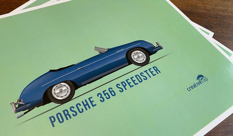 Framed Porsche 356 Speedster Print: Classic Car Wall Art for Car ...