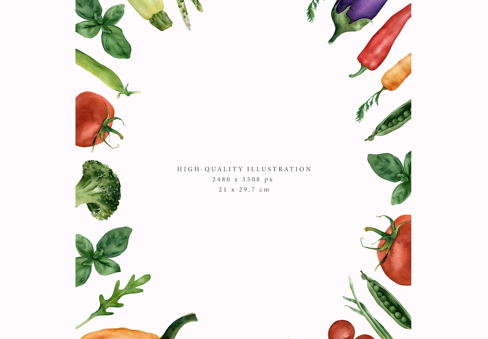 Watercolor vegetables frame PNG Food clipart Frame for | Etsy