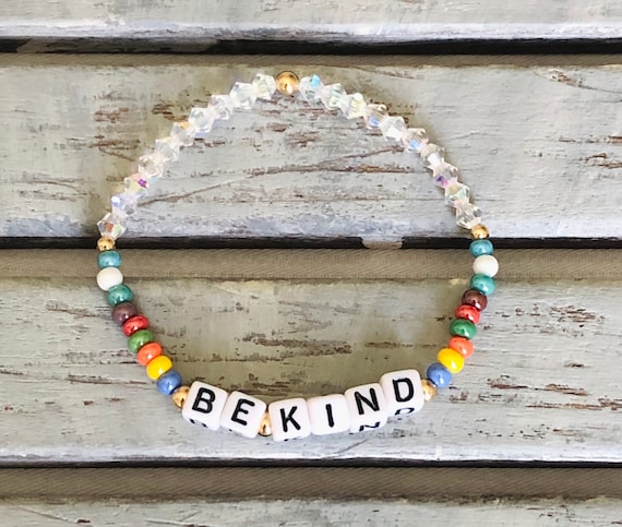 Word Bracelet-be Kind-stackable Bracelet-custom Word - Etsy