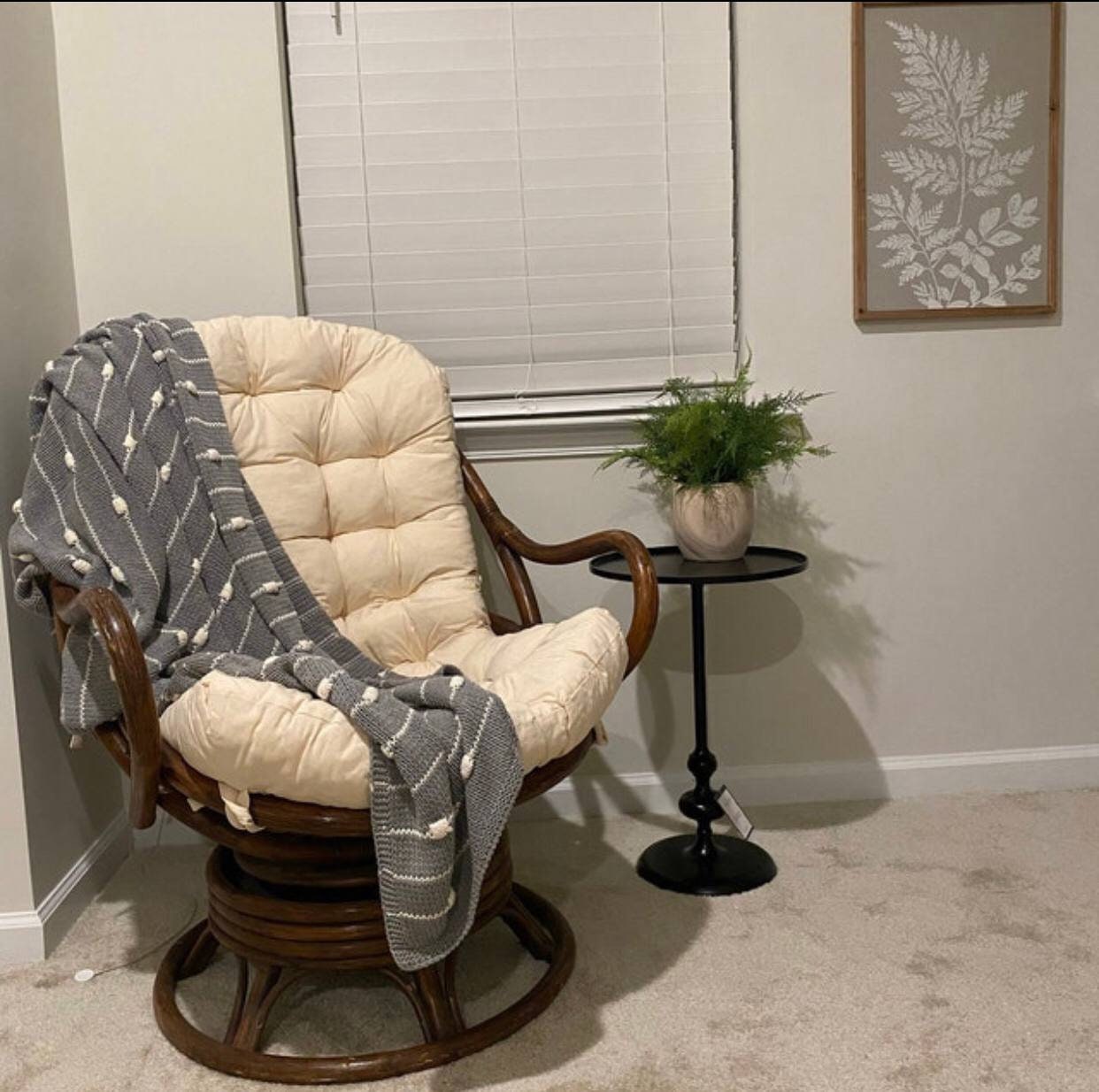 Rattan Chair Cushion - Organic - Linen - for Swivel Chair - Rocker ...