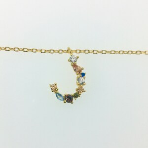 Dainty Gold Diamond, J Initial Necklace Sterling Silver, J Letter ...