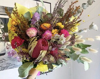 Dried Misty Blue Bouquet Dried Flower Arrangement Forever - Etsy