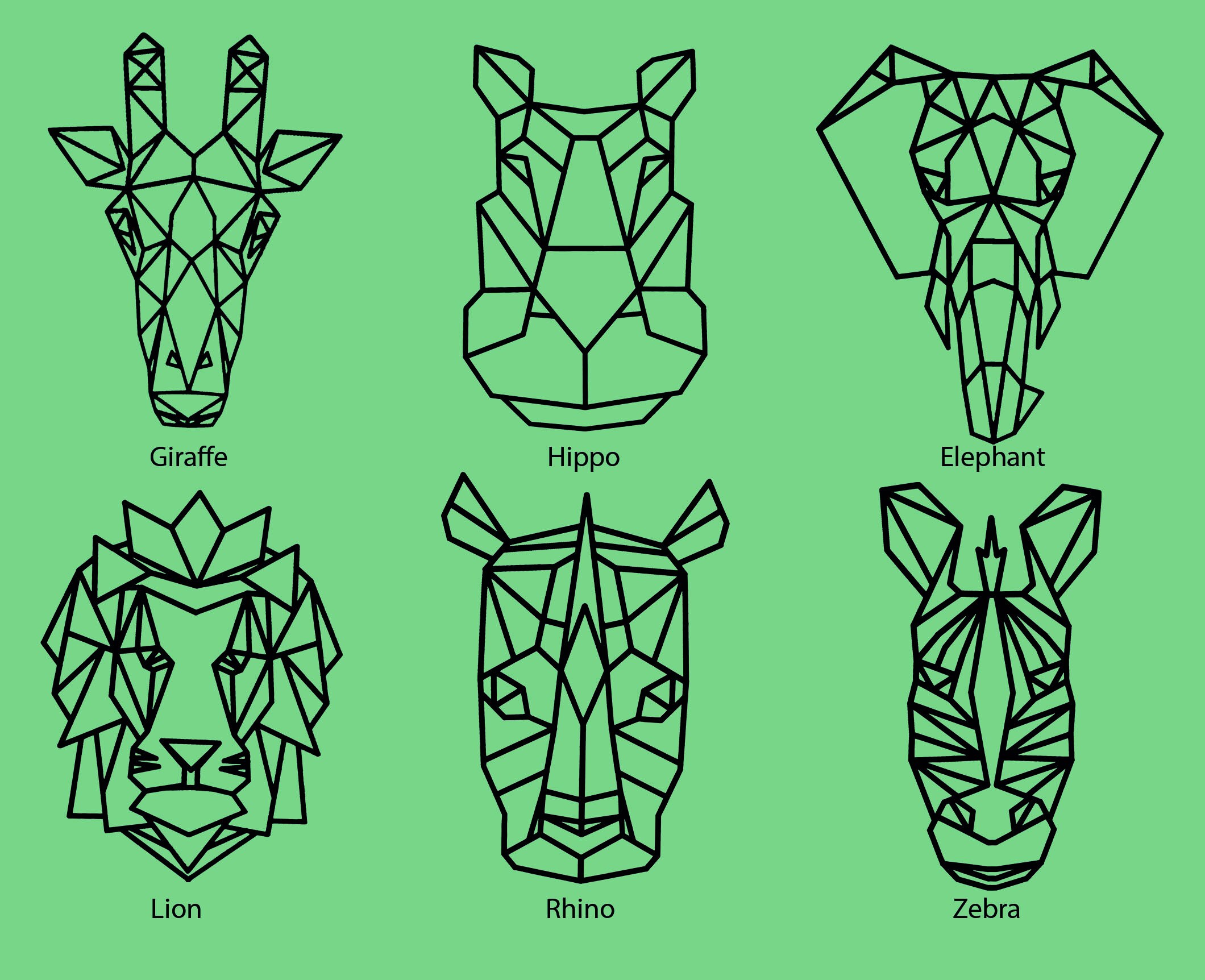Wall Decal/stickers – Geometric Jungle Safari Animal Theme - Etsy UK