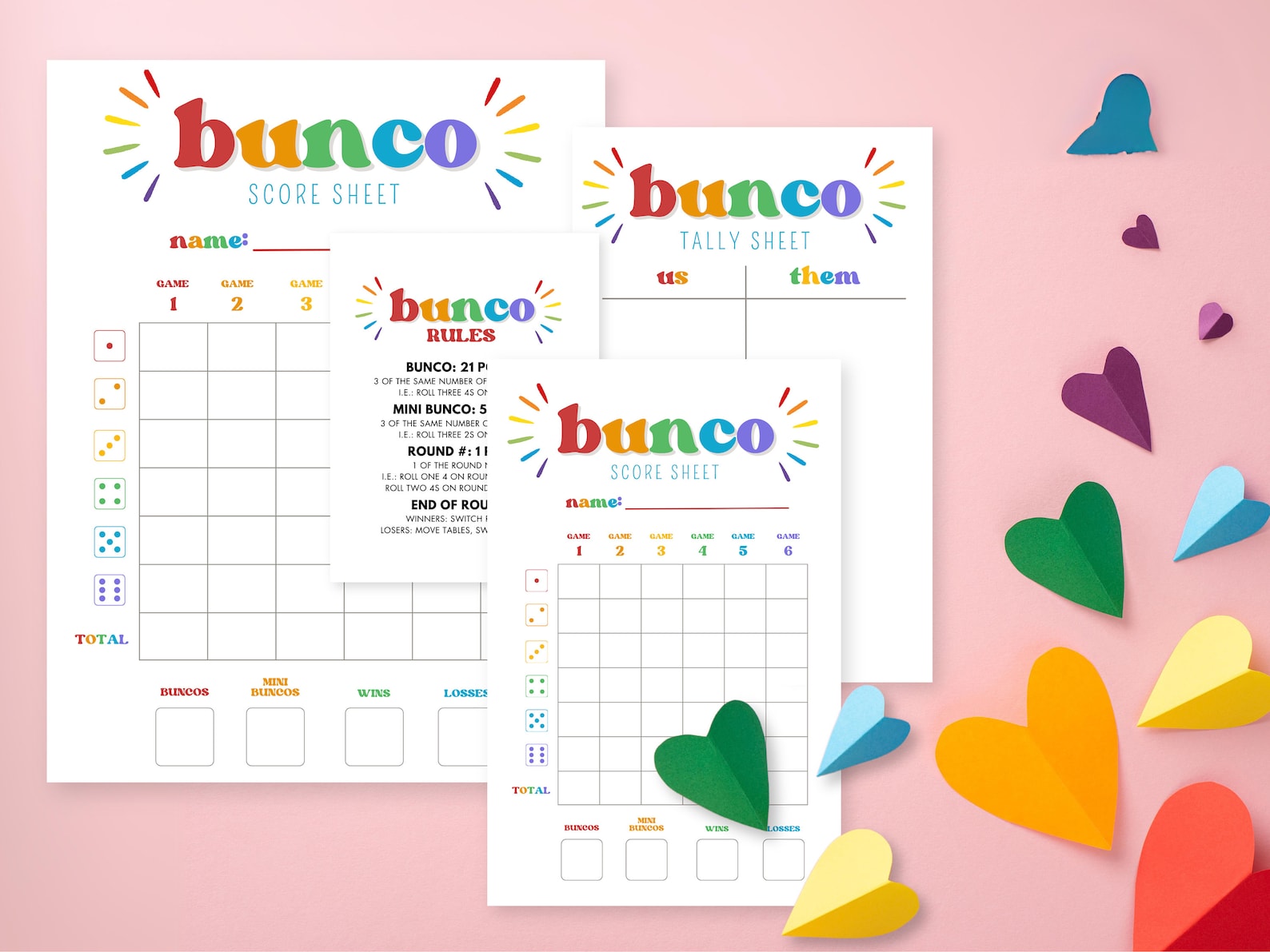 Rainbow Bunco Score Cards & Rules: Fun Game Night Digital Download - Etsy