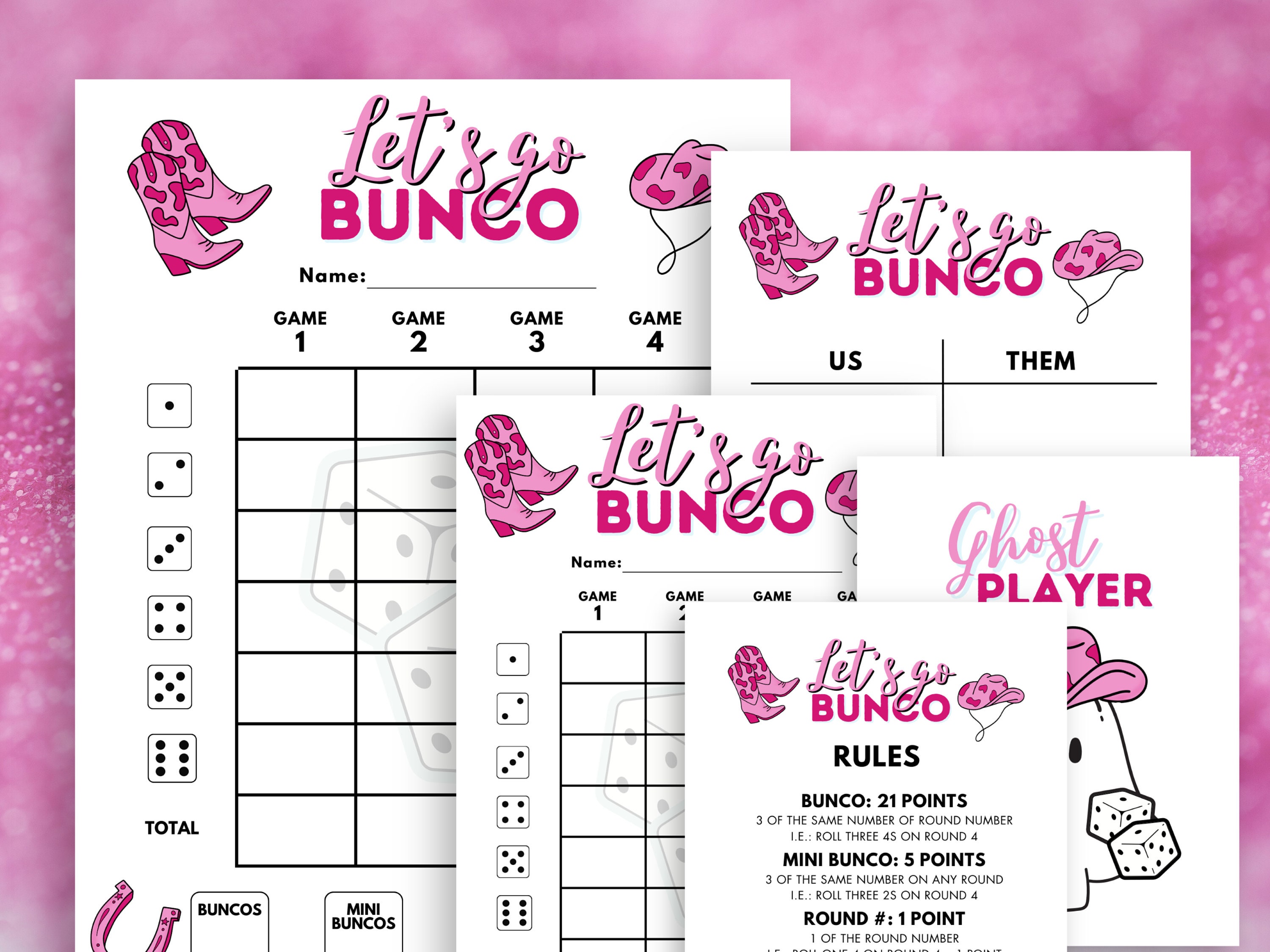 Girls Night Bunco Score Cards: Western Theme (digital Download) - Etsy