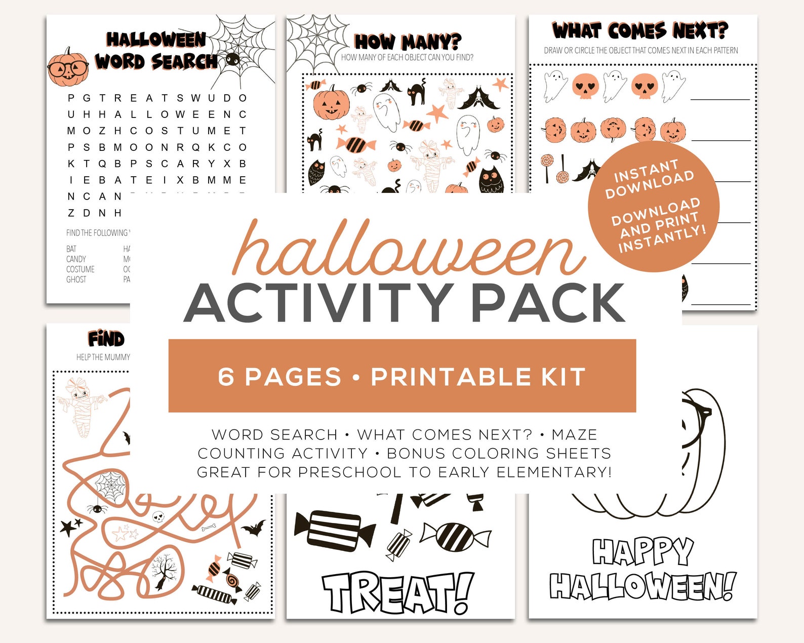 Kids Halloween Activity Pack Printable Kit With Word Search - Etsy