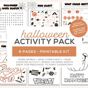 Kids Halloween Activity Pack Printable Kit With Word Search - Etsy